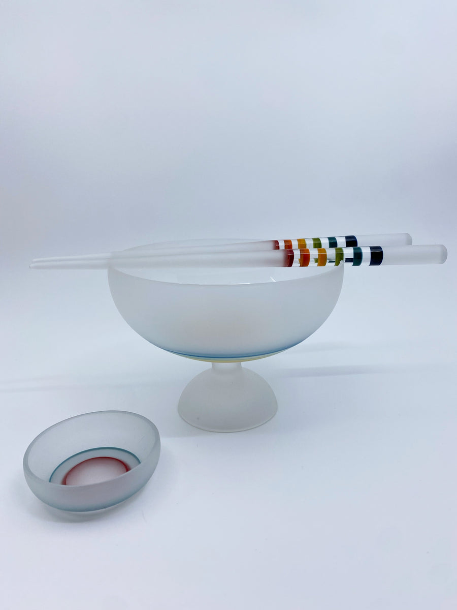 Emily Marie Glass - White & Rainbow Chopstick And Bowl Set – Lions Den ...